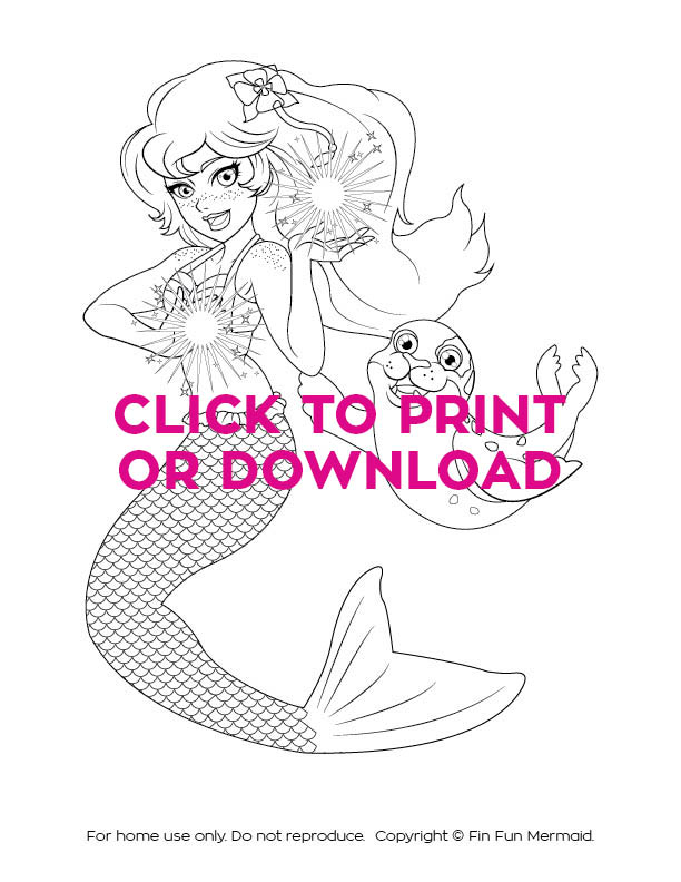 Mermaiden Brynn and Fergus Coloring Page | FinFriends